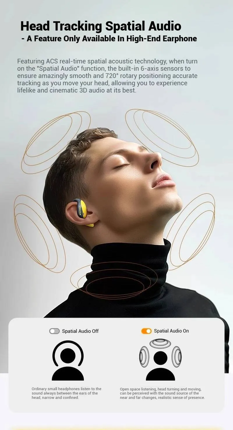 Sansui T19 Deep Bass Open Ear Bone Conduction Bluetooth 5.4 Earphones ...