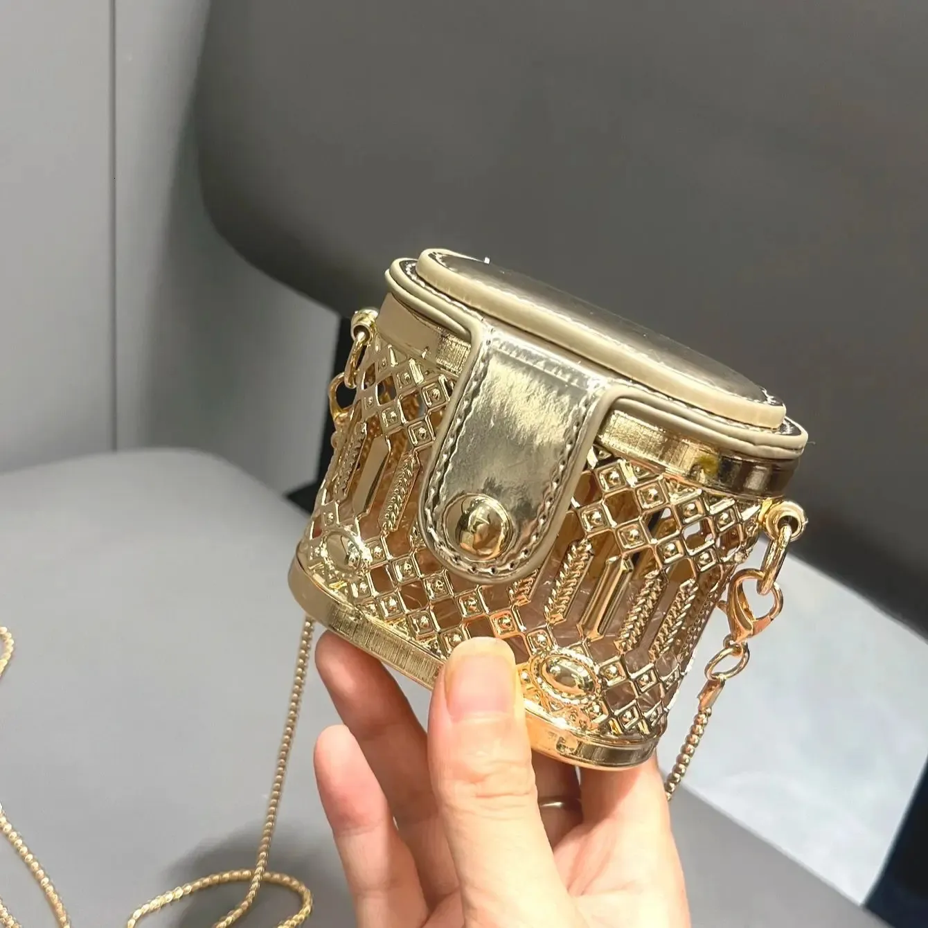 Metal Mini Clutch Purse Small Shoulder Bag Gold Evening Bag for Formal ...