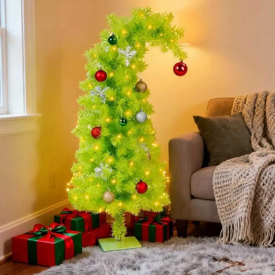 Y251111 Artificial Christmas Tree 3ft Whimsical Green Grinch Tree With ...