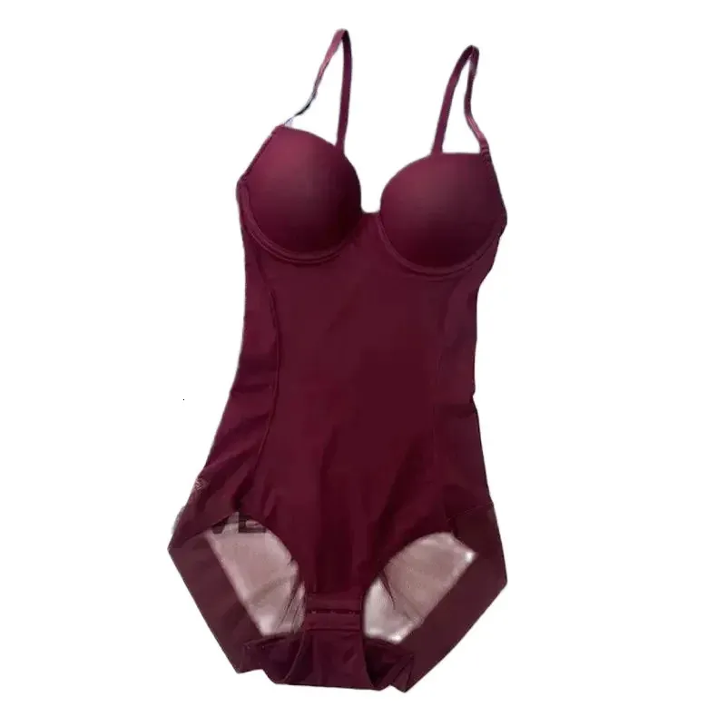 Underwire Wine Bodysuit Women Shapers Stretch Solid Color Silky ...