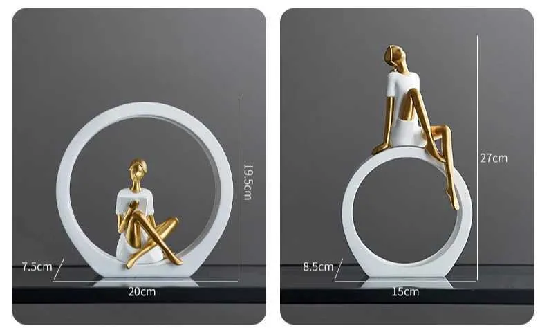 Modern Light Luxury Resin Reading Girl Statue for Entrance Living Room ...