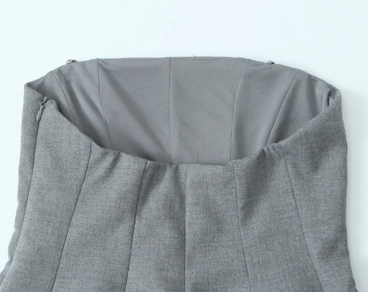 Female short skirt hemline camisole top in polyester with striped ...