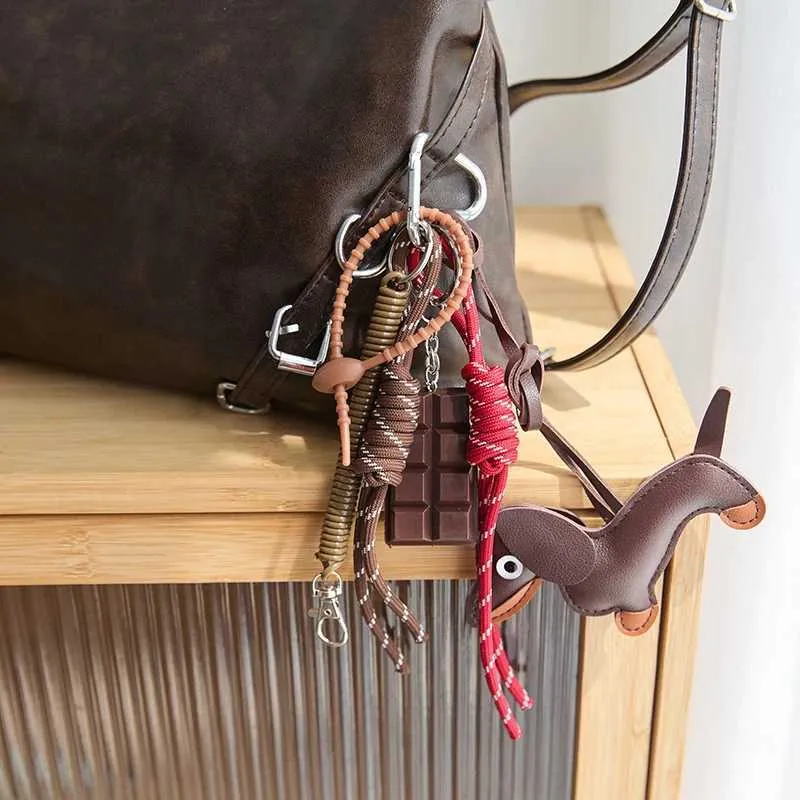 Keychain PU Leather Animal Charm for Backpack Handbag Hanging Ornament ...