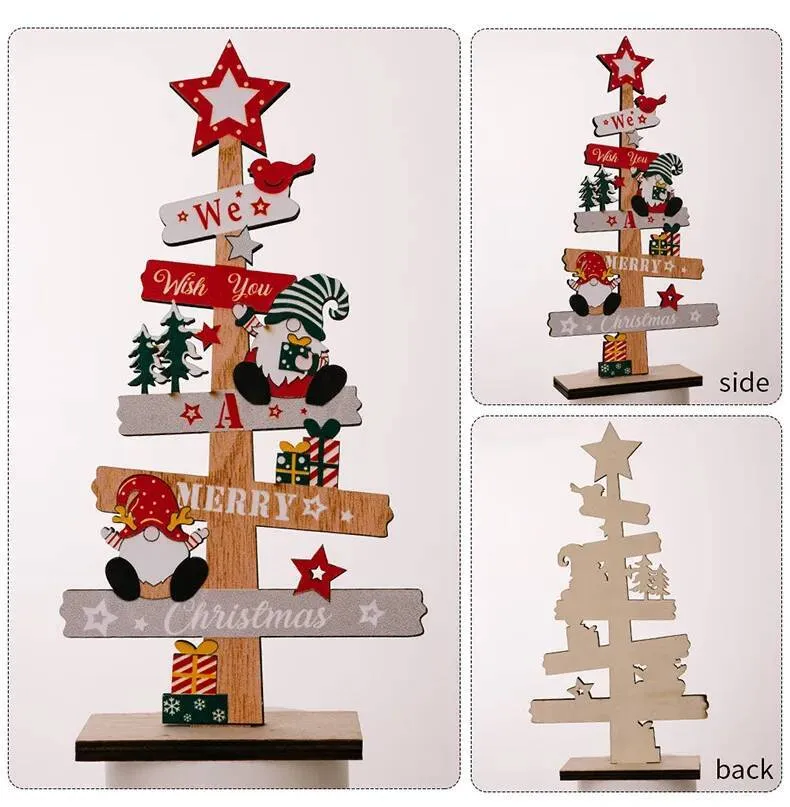 Christmas Desktop Tree Santa Claus Wooden DIY Decoration 12 in 2025 New ...