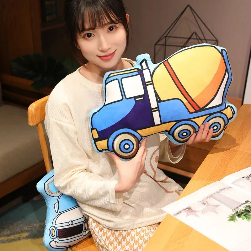 Cartoon Car Fire Truck Excavator Plush Toys Stuffed Doll Chair Cushion ...