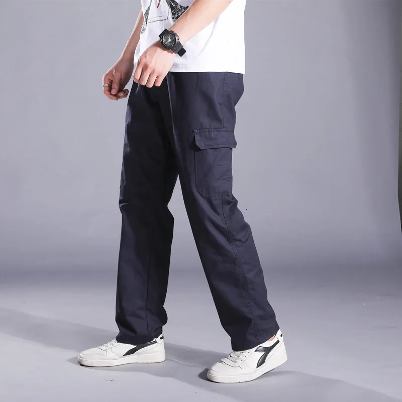 Men's Outdoor Work Pants: Casual Straight Leg Multi-Pocket Cotton Pants ...