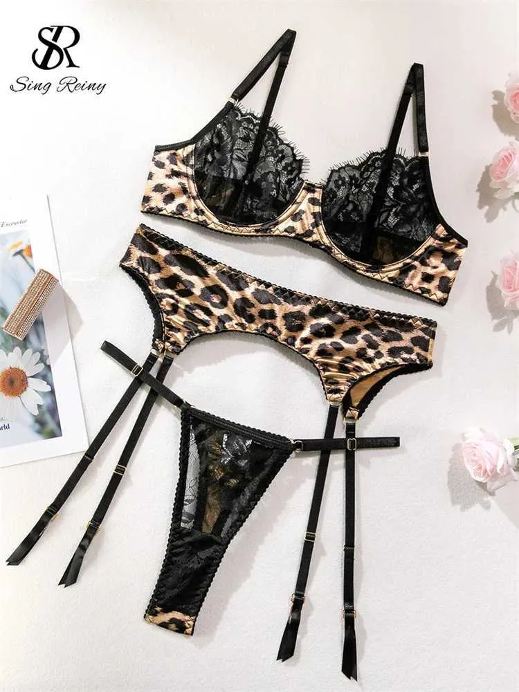 Hotsweet Women Three-Piece Silk Lingerie Set with Lace Splicing and ...