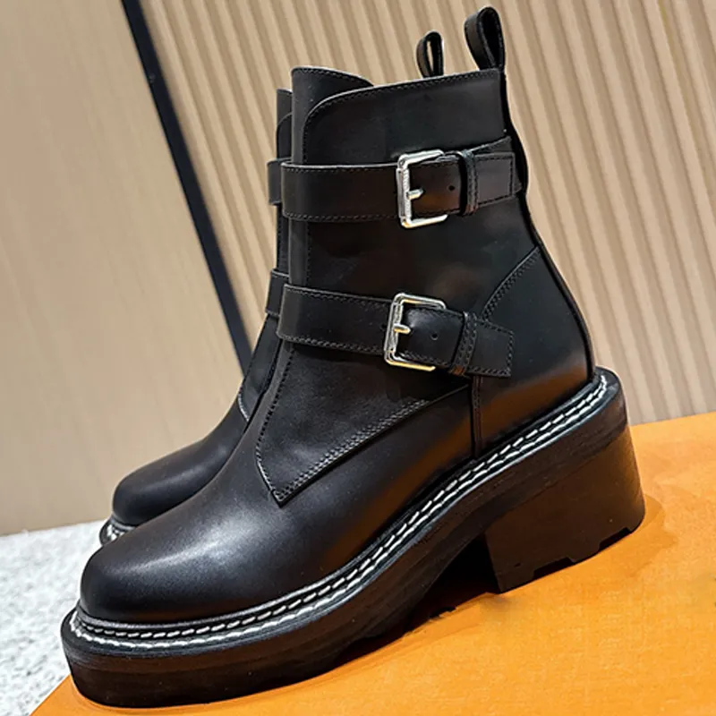 Designer Ankle Boots Black Calf Leather Motorcycle Boots With Chunky ...