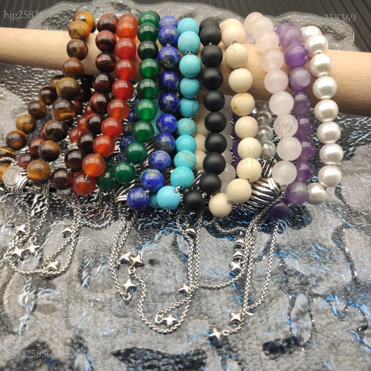 Davidlys unisex alloy bracelet with white pearl stones and imitation ...