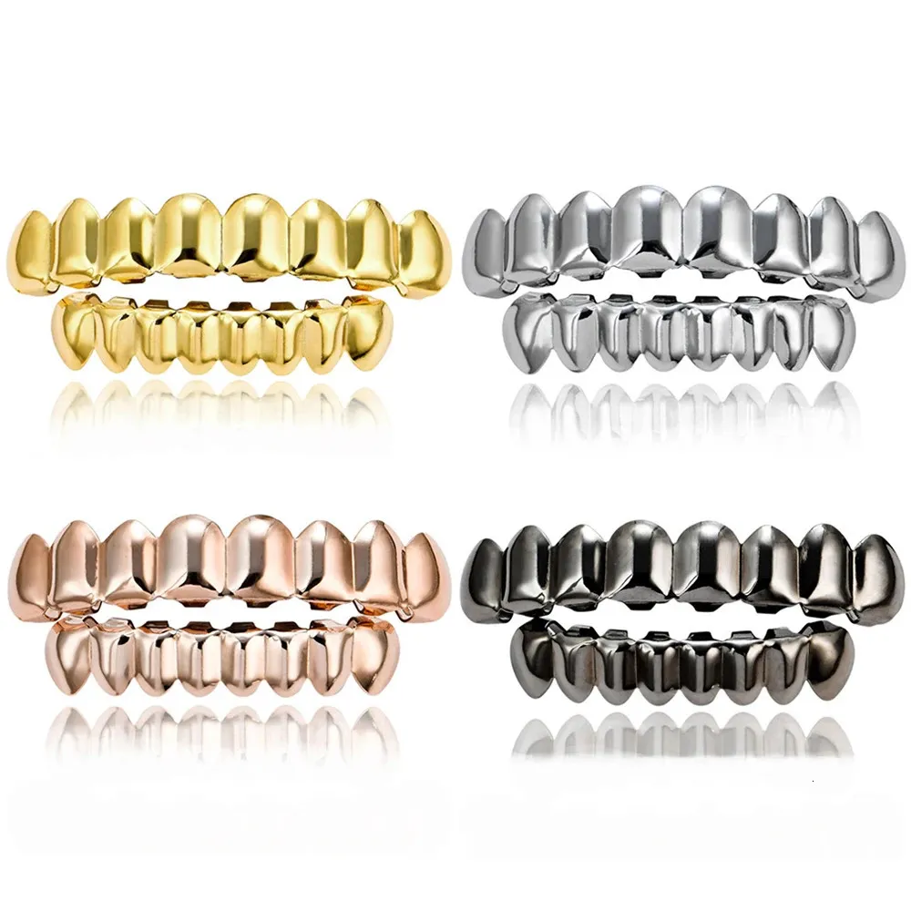 Hip Hop Gold Braces 8 Upper Teeth 8 Lower Teeth 18K Real Gold Plated ...