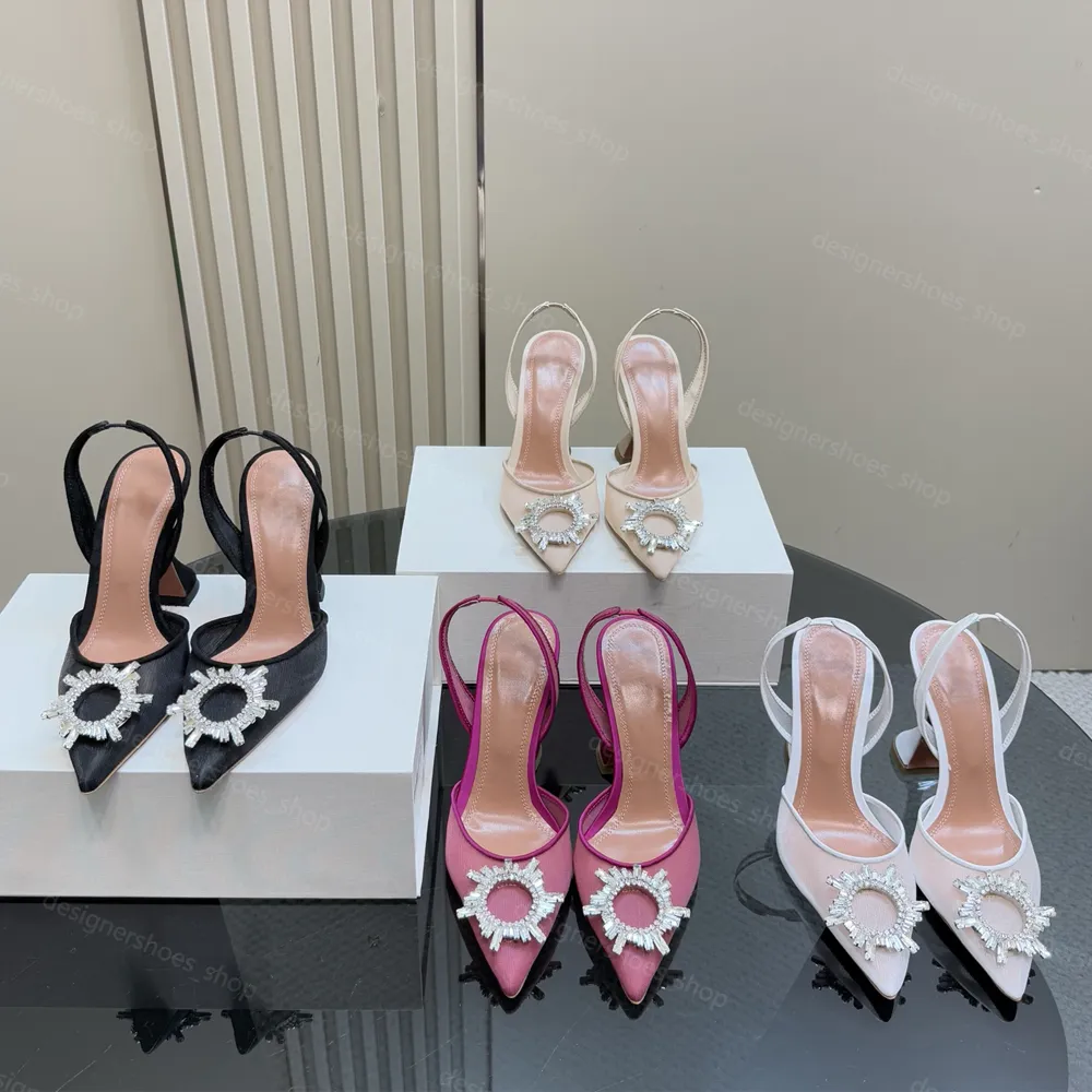 Top Designer Heels Crystal Embellished Buckle Stain Pumps Shoes Spool ...
