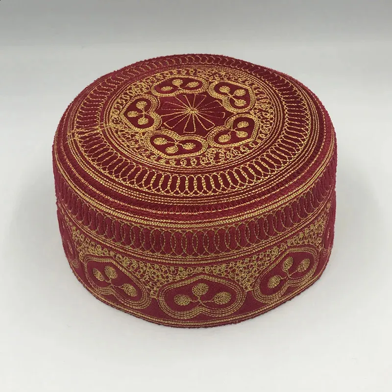 Muslim Prayer Hat Cotton Embroidery Red Kufi Cap Turban Indian For Men ...