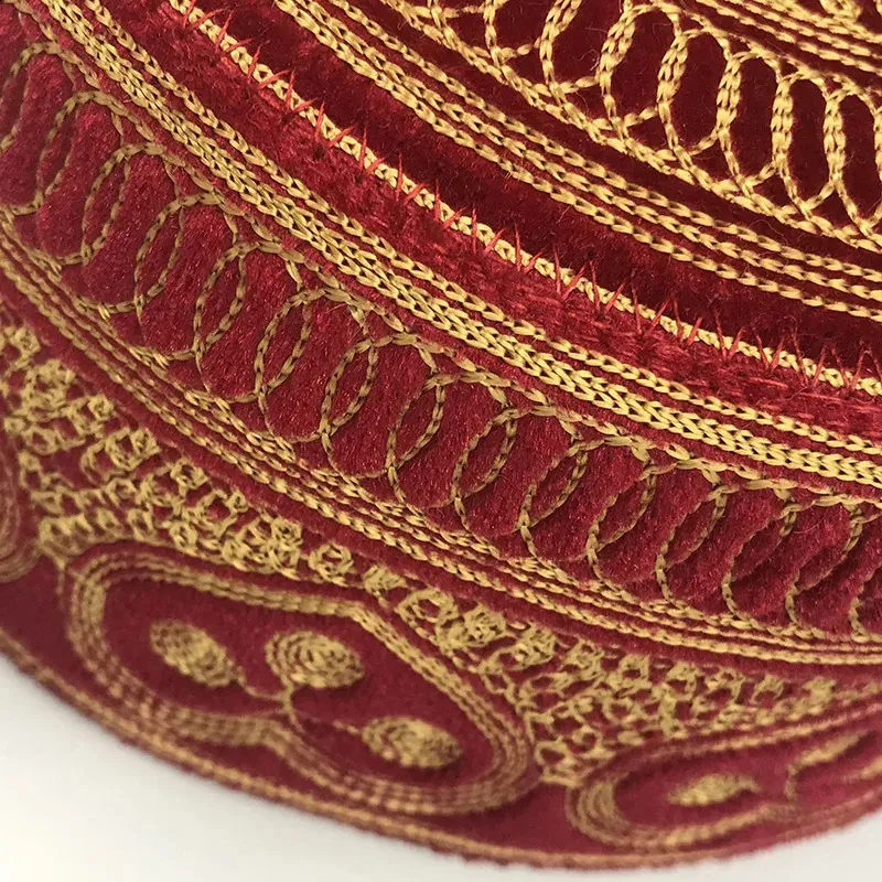 Muslim Prayer Hat Cotton Embroidery Red Kufi Cap Turban Indian For Men ...