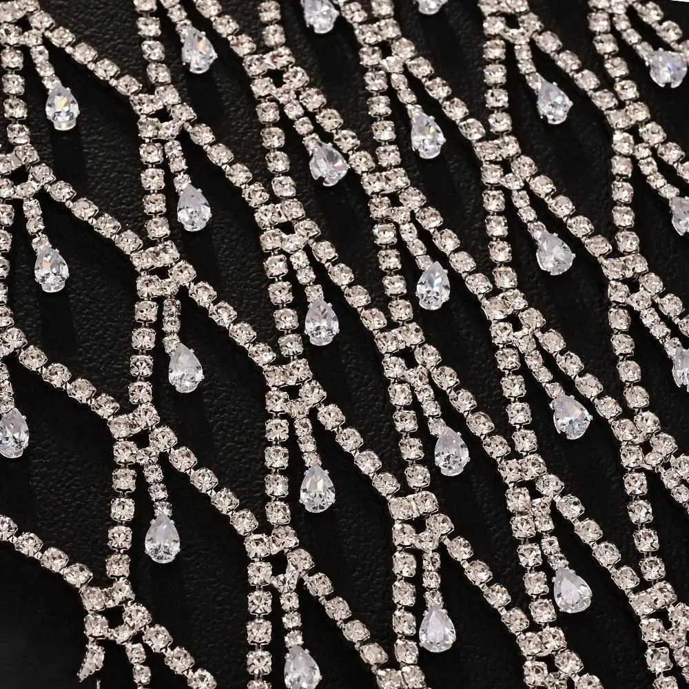 Women Rhinestone Chest Chain Body Jewelry with Bronze Copper Buckle for ...