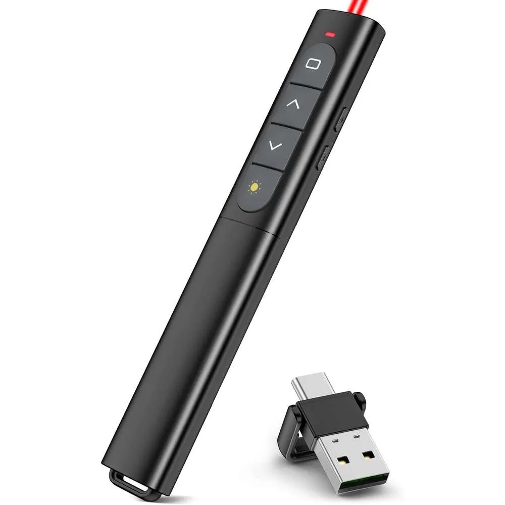 USB Type C Wireless Presenter Remote Red Laser Pointer With Volume ...
