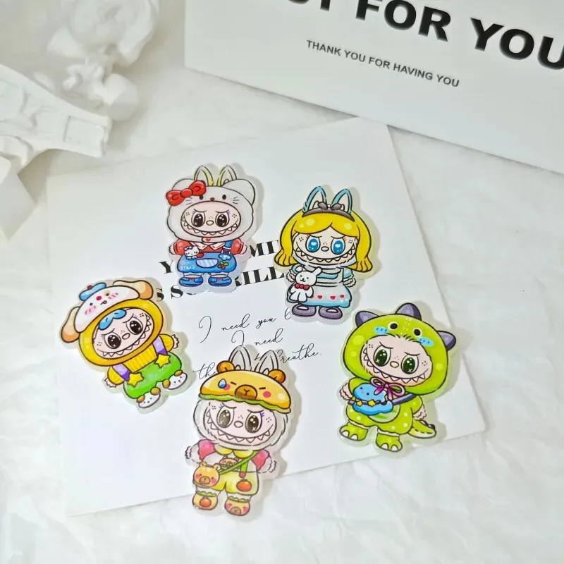 Labubu Cartoon Acrylic Kawaii Hair Clips DIY Cute Brooch Badge For ...