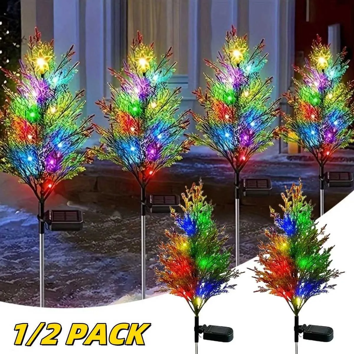 Solar LED Tree Lights Multicolor Changing Waterproof Outdoor Halloween ...