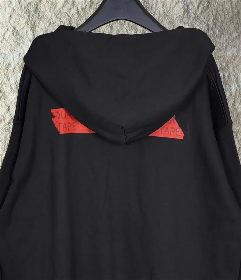 Paris Red Tape Embroidered Letter Hoodie 100% Cotton Casual Hooded ...