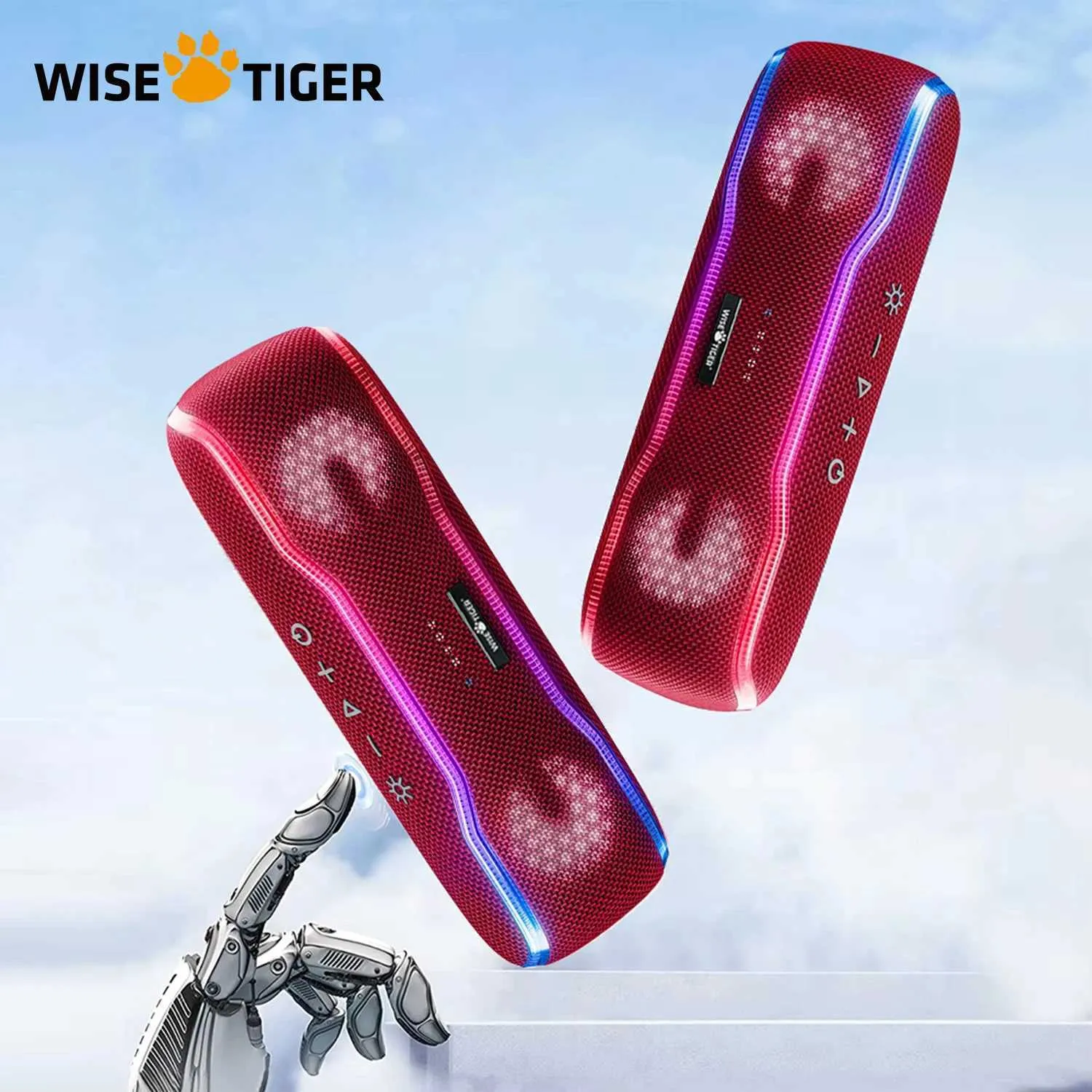 WISETIGER F10C Red Bluetooth Speaker Wireless IPX7 Waterproof Outdoor ...