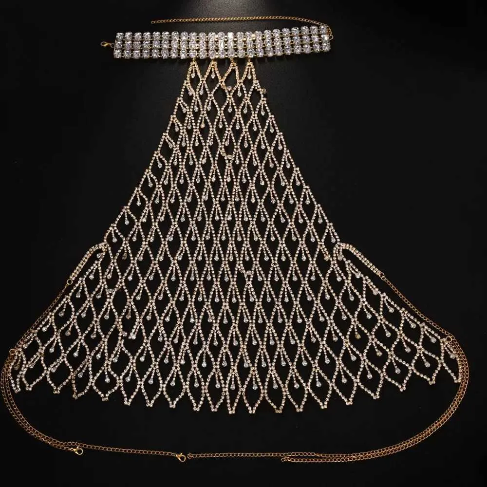 Women Rhinestone Chest Chain Body Jewelry with Bronze Copper Buckle for ...