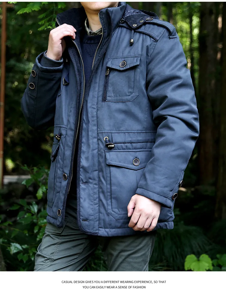 Men's Knee-Length Polyester Sherpa Lined Jacket for Outdoor Recreation ...