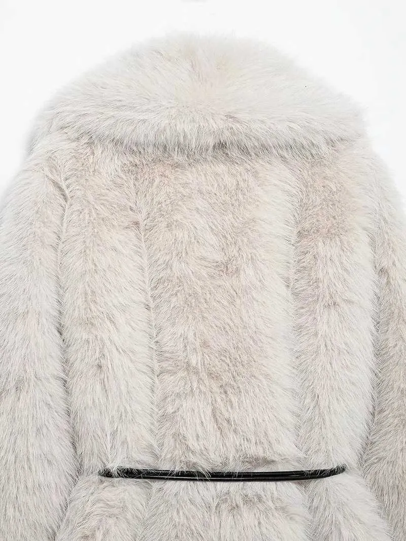 Womens Faux Fur Coat With Belt Thick Warm Bat Sleeved Festival ...