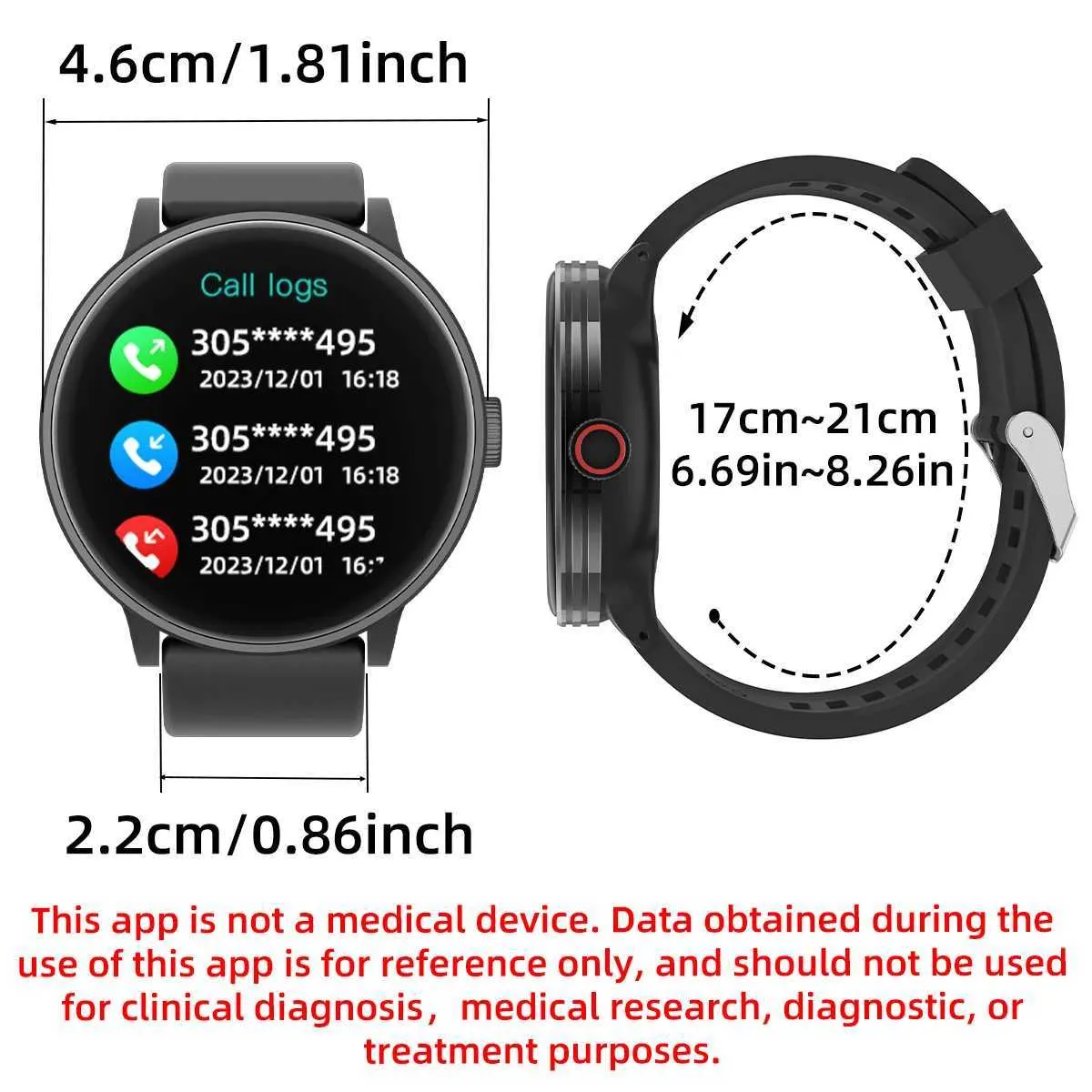 Wireless Call Sports Smart Watch with Pedometer and Message Alerts for ...