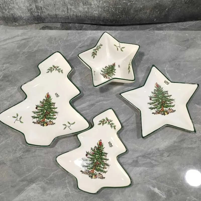Christmas metal star-shaped serving tray Christmas tree platter for ...