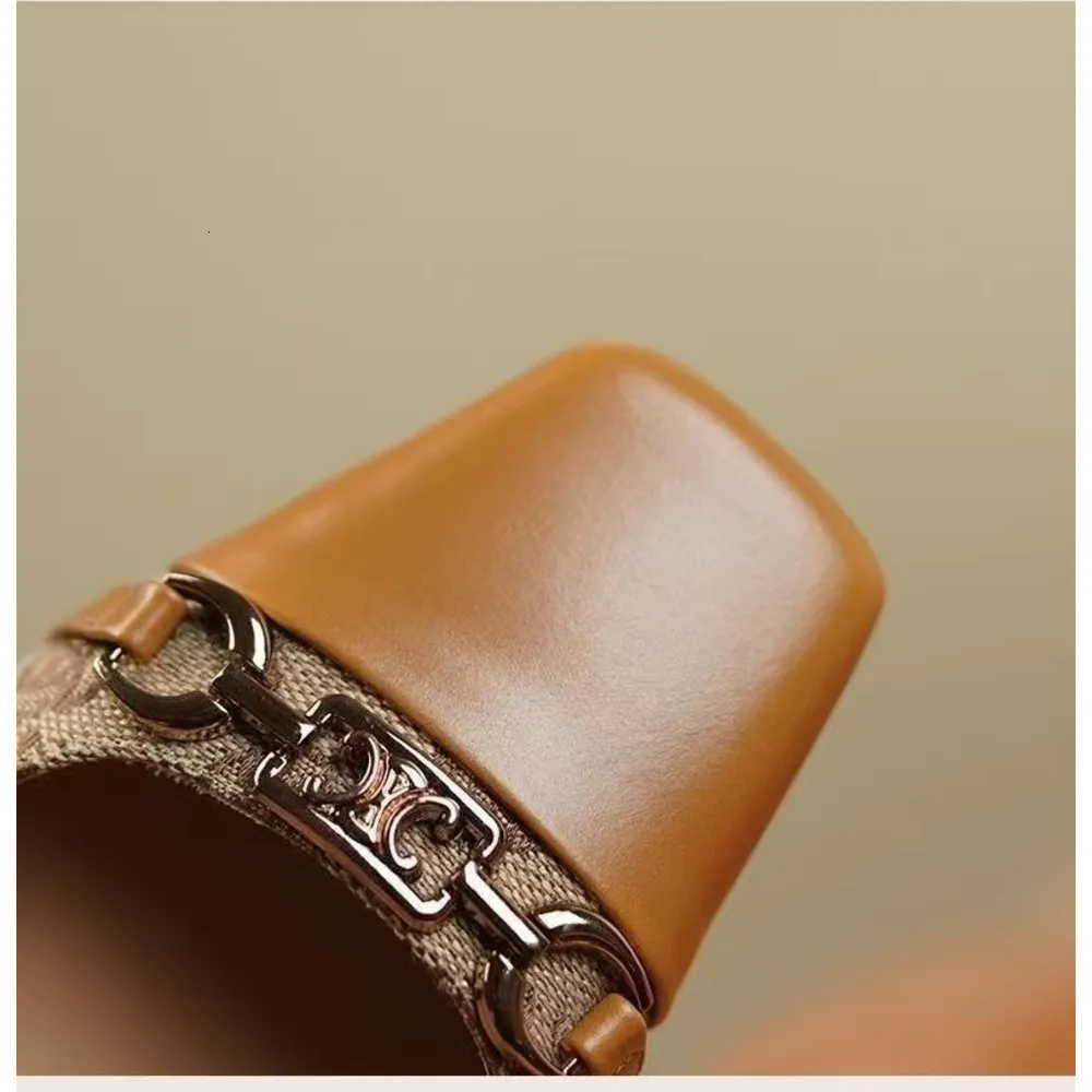 Designer Color Block Mid-Heel Shallow Soft Genuine Leather Single Shoes ...