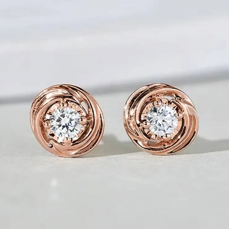 Cubic Zirconia Earrings for Women Round Design 18K Gold Plated Brass ...
