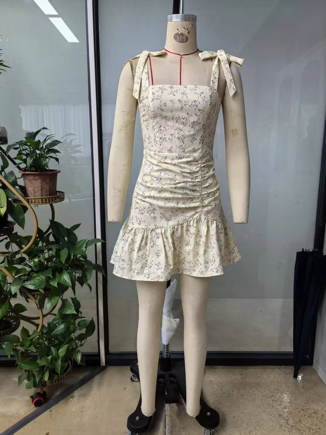 Spaghetti Strap Floral Drop Waist Floor-Length Dress with Animal Print ...