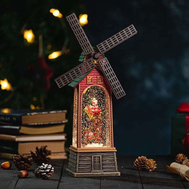 Christmas Wind Lantern Decoration with Crystal Ball and Windmill Music ...