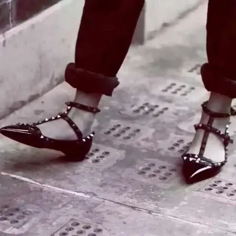 High heel slingback pointed toe women's shoes with buckle strap and ...