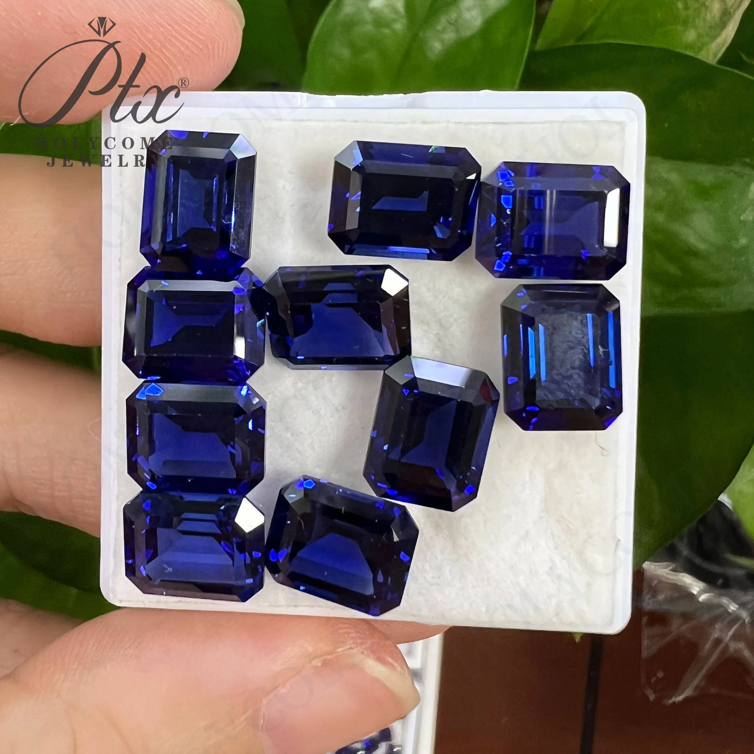 Lab Grown Royal Blue Sapphire Emerald Cut 0.3-5CT Loose Gemstone ...