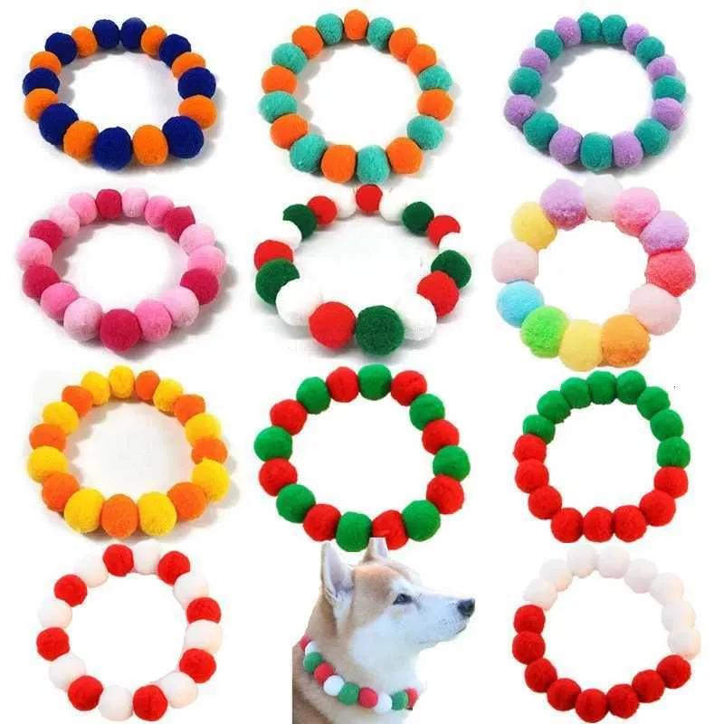 Elastic Soft Plush Ball Pet Collar Necklace for Puppies and Kittens ...