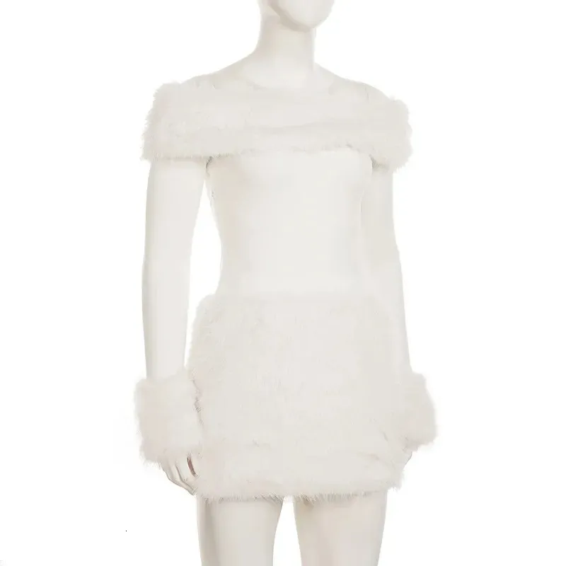 Fall Winter Knit Bodycon Mini Dress Women Off Shoulder Short Sleeve ...