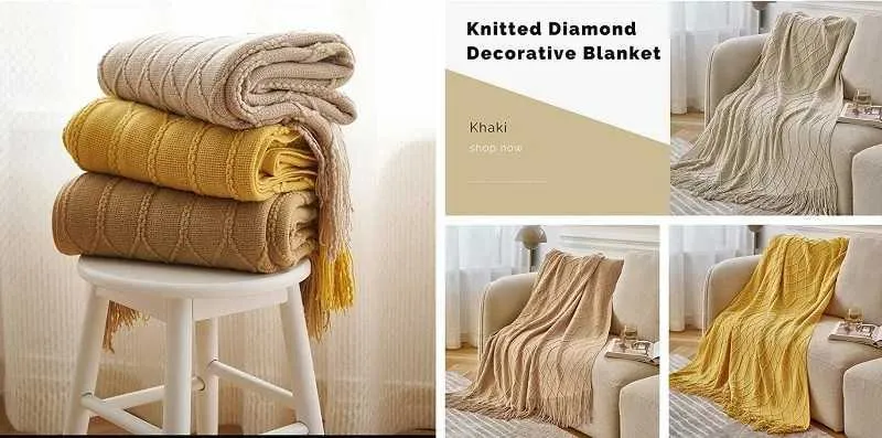 Oversized Green Knit Wool Blanket 51x90.6 in Large Winter Shawl Bed End ...