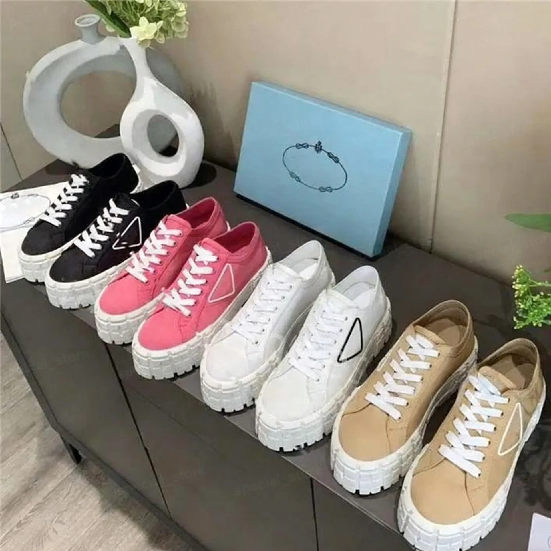 Bulk Designer Platform Sneakers For Women Nylon Canvas Leather Casual ...