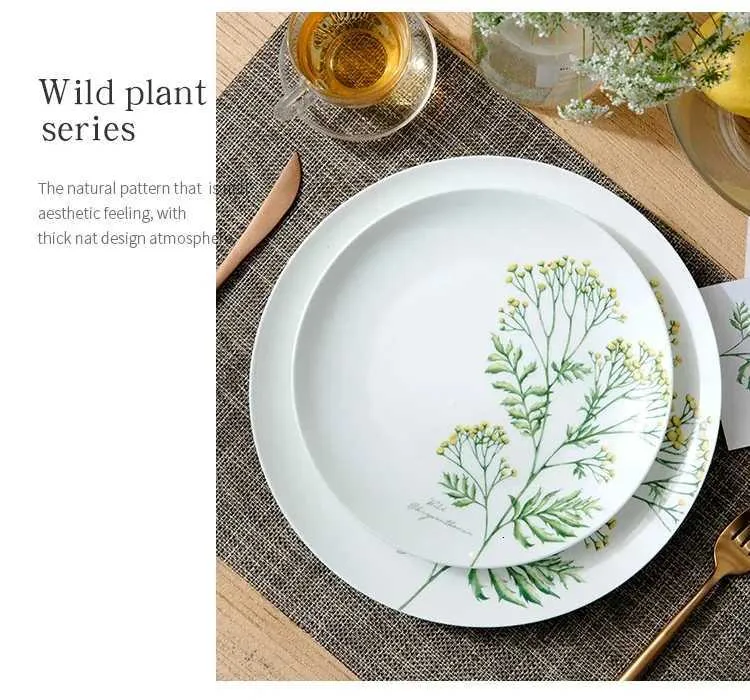 Plant pattern metal round dish plate for steak and fruit serving from ...