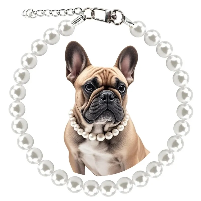 Pearl Dog Collar Stainless Steel Wire Rope Necklace for Medium Large ...