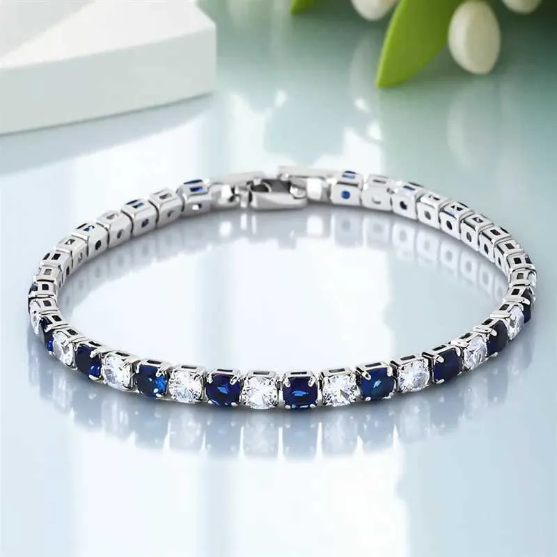 4mm Round White Zircon Bracelet 7.1 in 18 cm Silicone Copper Chain ...