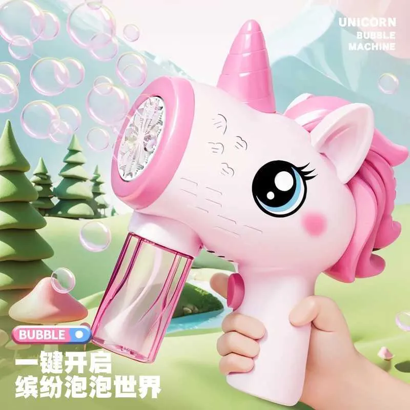 Unicorn Electric Bubble Gun Kids Toy Automatic Soap Blower for Outdoor ...