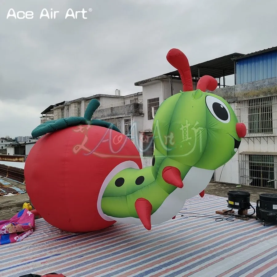 20 ft 6 m Inflatable Caterpillar Cartoon Model with Smiling Rotten ...
