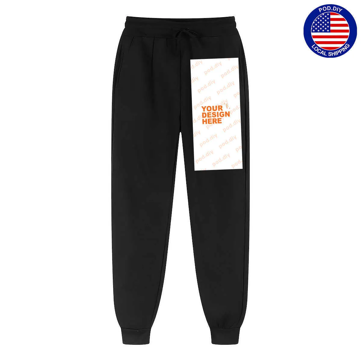 POD.DIY Casual Unisex Sweatpants Polyester Cotton Blend Drawstring Full ...