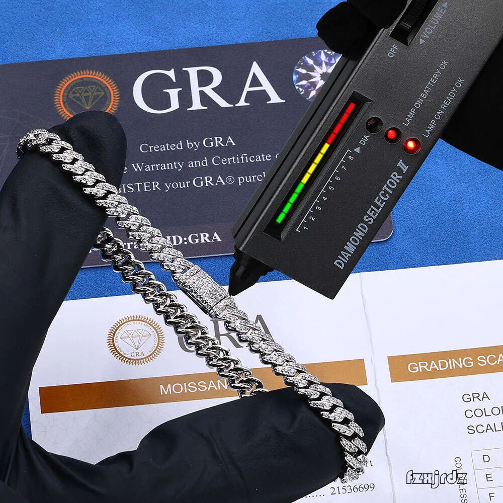 Hip-Hop Sterling Silver 6mm Single Row Moissanite Link Chain Bracelet ...