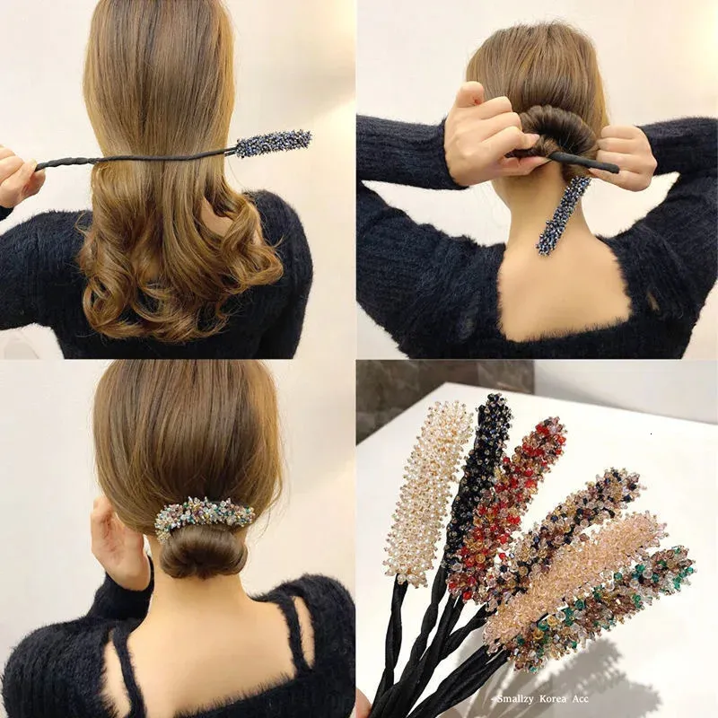Korean Fashion Rhinestone Crystal Pearl Braid Hair Barrettes Hair Clips ...