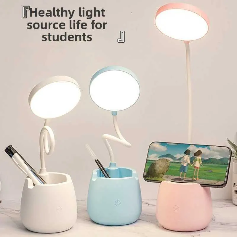 USB Bedside Desk Lamp LED Eye Protection Rechargeable Student Study ...