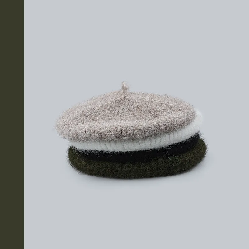Japanese Mohair Silk Knitted Beret Fitted Winter Outdoor Womens Hats ...