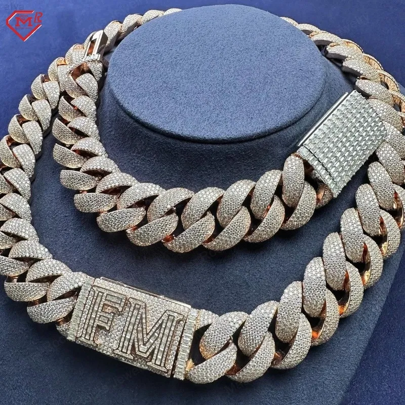 24mm 5 Row Miami Cuban Link Chain Iced Out VVS Moissanite Hip Hop ...