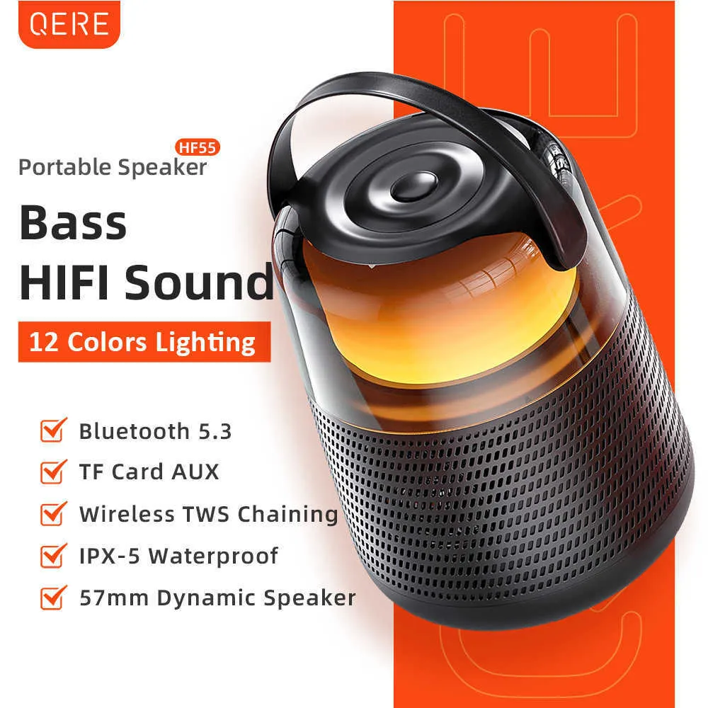 QERE HF55 Outdoor Bluetooth Waterproof Portable Subwoofer Speaker with ...